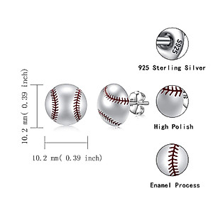 Baseball Stud Earrings Softball Dodger 925 Sterling Silver Jewelry Gifts for Unisex Women Men