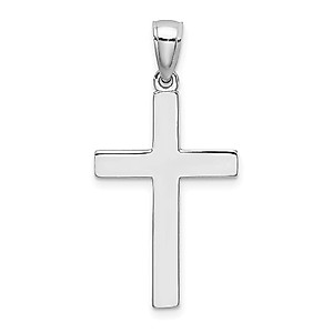 Solid 14k White Gold Cross Pendant Charm 24mm