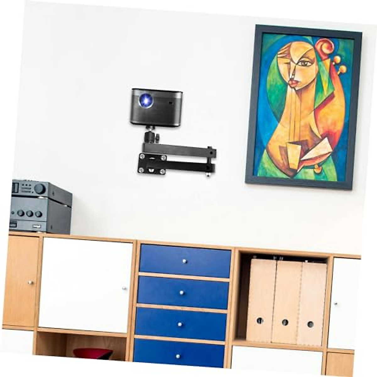 HOMSFOU 1 Set Home Supplies Wall-Mounted Router Rack Stainless Steel Router Storage Holder Black Camera Bracket