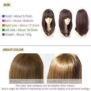 ブライトララ BRIGHT LELE Natural Full Medium Straight Hair With Bangs Wigs for Women Synthetic Curly Hair Wig for Daily Party Cosplay Wig HF1573-uk