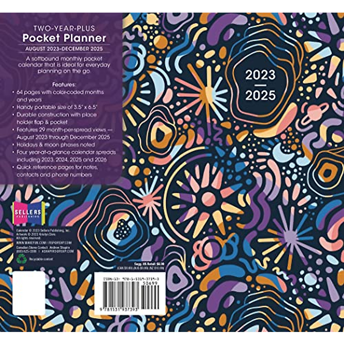 2024 Pocket Planner: Two-Year-Plus Monthly Pocket Calendar Planner (29-Month): August 2023 - December 2025, 6.5" x 3.5" - Groovy Galaxy
