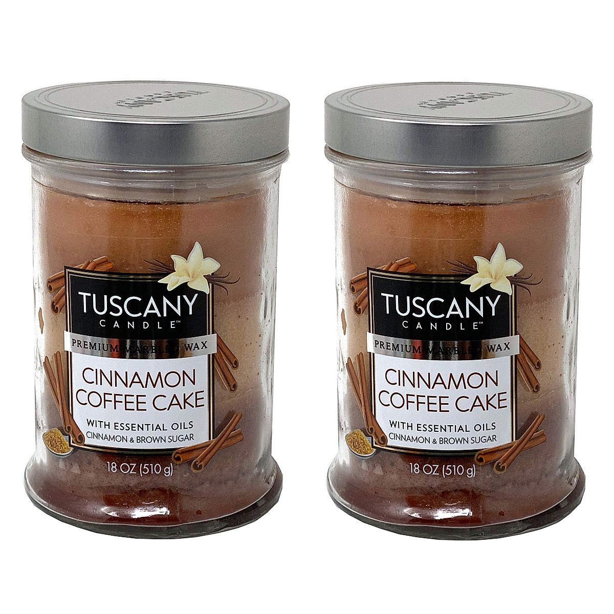 Tuscany Candle 18oz Scented Candle, Cinnamon Coffee Cake 2-Pack