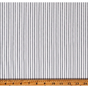 Cotton Stripes Black Pinstripes on Off-White Striped Black Tie Dan Mogstad Cotton Fabric Print by The Yard (C13755-OFFWHITE)