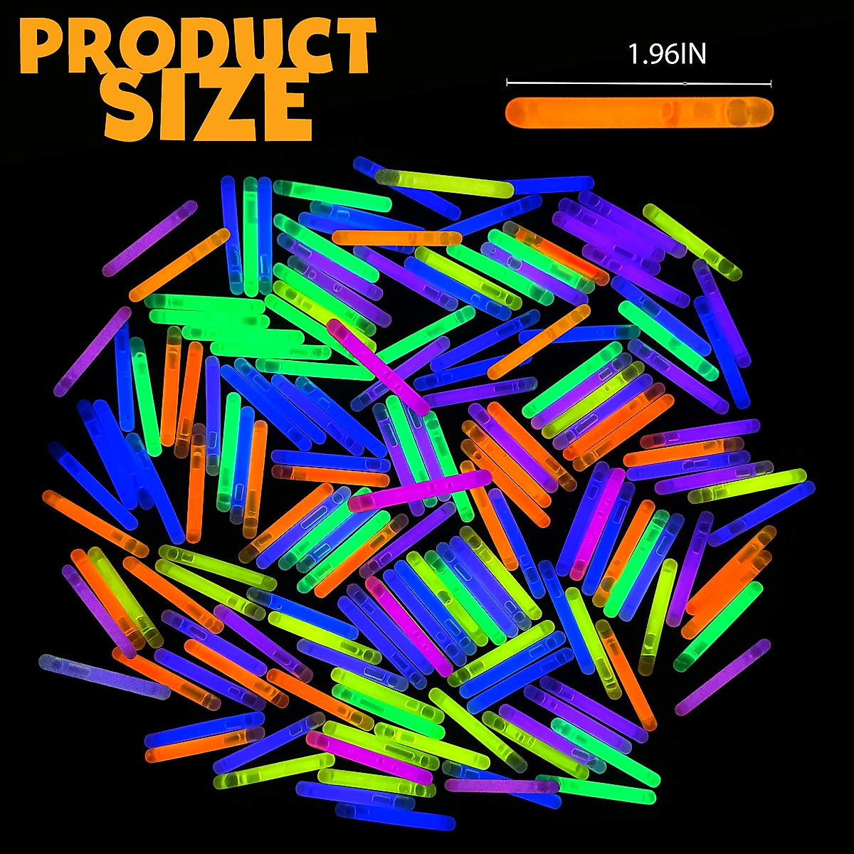 POPGIFTU 120 Mini Glow Sticks(1.96"), Glow-in-the-dark Easter Halloween Party Favors, Tiny Glow Sticks for Halloween Easter Eggs Decorations