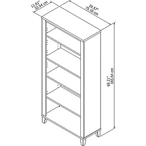 Bush Furniture WC81465 Bookcase, Bookshelf, Large Book Living Room, Home Office, or Entryway, Tall 5 Shelf, Maple Cross