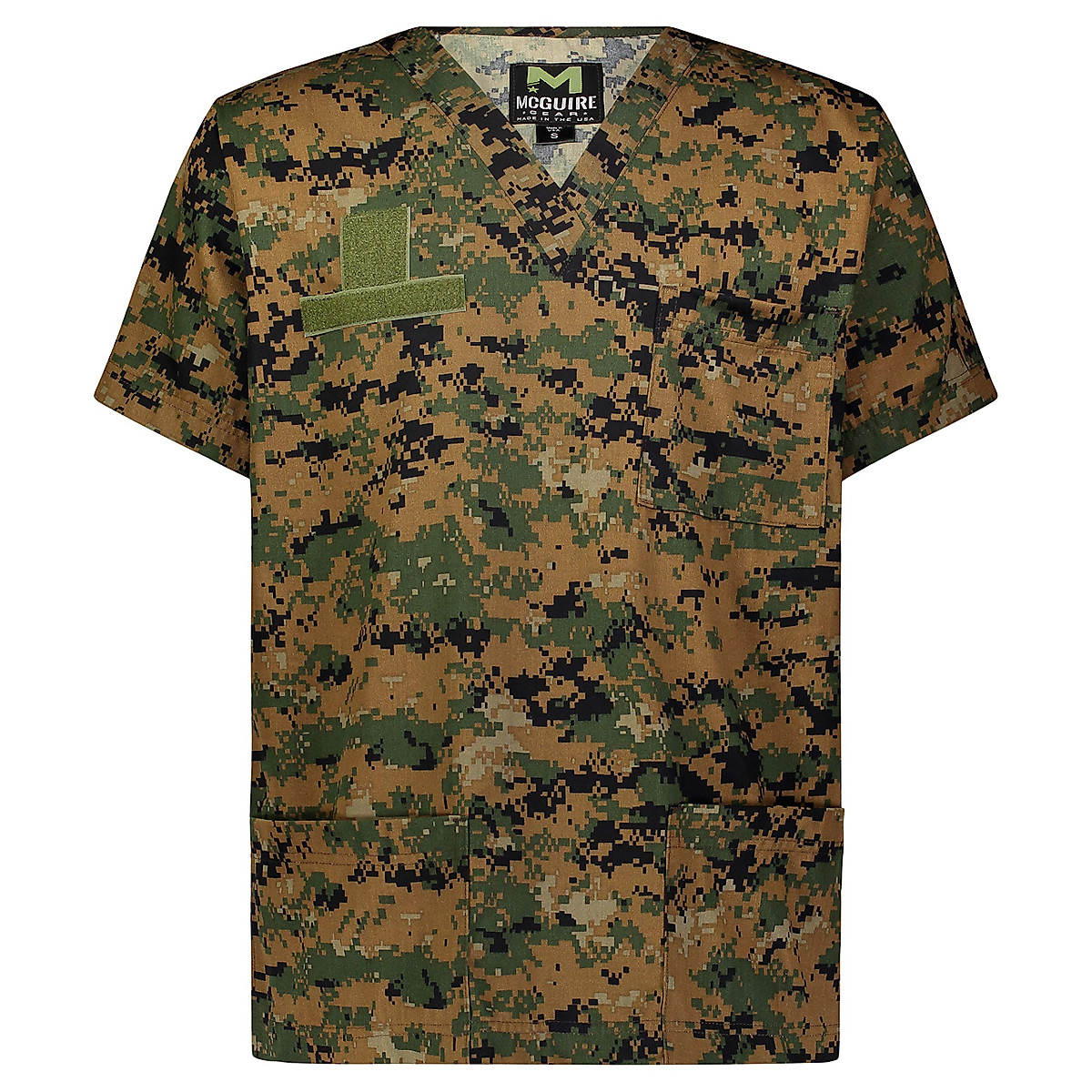 Tactical Ripstop Scrubs Top - for Nurses, Military and EMS (US, Alpha, X-Small, Regular, Regular, Woodland MARPAT)