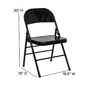 Flash Furniture HERCULES Series Triple Braced & Double Hinged Black Metal Folding Chair