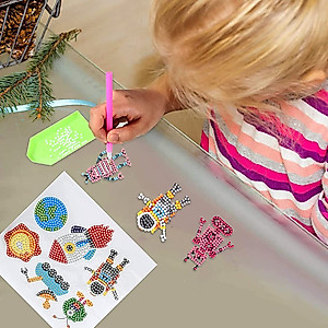 Augweyang 5D Diamond Art Craft Painting Kits for Kids Robot Blocks Mosaic Painting Dots Stickers Paint by Numbers DIY Drawing Arts Crafts Supplies for Children 24Pcs