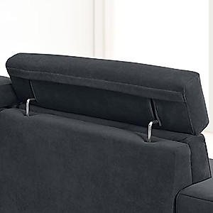 BIADNBZ 87" Velvet Loveseat Sofa with Multi-Angle Adjustable Headrest, Extra Wide Sectional Couch w/Armrest for Living Room Studios, Black