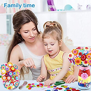 HULASO Crafts for Girls Ages 4-12 Gift Make Your Own Flower Bouquet with Buttons Felt Flowers, Vase Art and Craft for Children - DIY Activity for Boys & Girls Age 6 7 8 9 10 11 12 Year Old