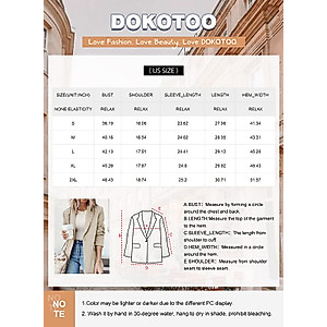 Dokotoo Women's Blazers & Suit Jackets Open Front Buttons Fashion Jacket Solid Color Work Office Spring Blazer Jackets for Women Business Casual Khaki Large