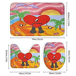 Bad Cute Bunny 4 Piece Shower Curtain Sets, with Non-Slip Rugs, Toilet Lid Cover and Bath Mat, Durable and Waterproof for Bathroom Decor Accessory Set 72" X 72"