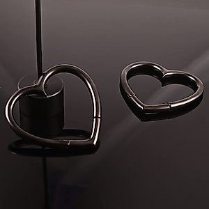 Atomhole 2PCS Ear Weights Hypoallergenic Heart Ear Hangers for Stretched Ear Gauges Plugs，316 Stainless Steel Body Jewelry Piercing Tunnel Expander (6mm(2G), Black)