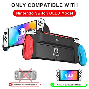 MEQI Grip Case Compatible with Nintendo Switch OLED, Unique Upgraded Designed with 5 Game Slots Comfortable & Ergonomic Grip Switch Accessories