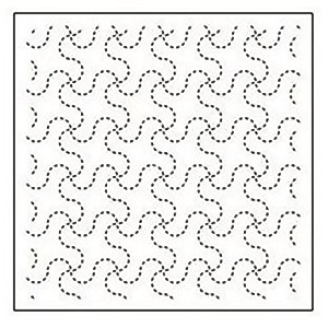 Sashiko Fabric - Pre-Printed Panel - 6 Block Traditional Design Sampler - Indigo Kona Cotton