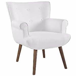 Modway Cloud Mid-Century Modern Upholstered Fabric Accent Arm Chair in White