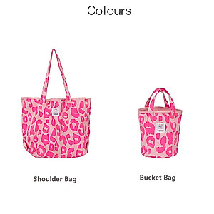 Leopard Shoulder Bag Canvas Beach Bag Fashion Casual Pink Leopard Print tote Bag for Women (Shoulder bag)
