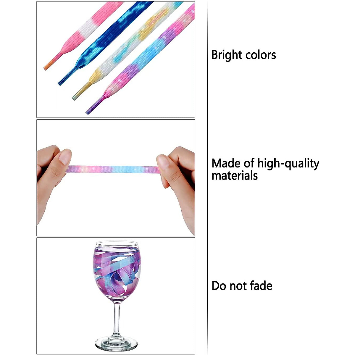 WHQXFDZ 9 Pairs Tie Dye Shoelaces Gradient Colors Shoe Laces in for Tie Dye Sports Shoes Boots Sneakers Skates(46inch)