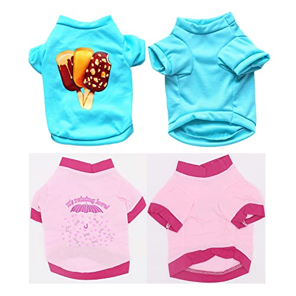 4 Pack Dog Shirt for Small Dog Girl Puppy Clothes, Eat Sleep, Kisses, Ice Cream, Love, Summer Shirt Female Pet Outfits Cat Clothing Funny Dog Cat Apparel Dachshund Yorkie French Bulldog