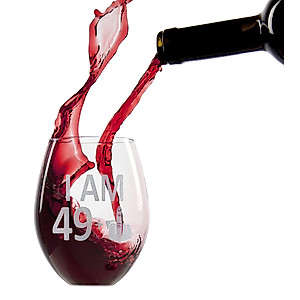 Promotion & Beyond 49 + 1 50th Birthday Finger Graphic Stemless Wine Glass - Funny Birthday Gift For Friends