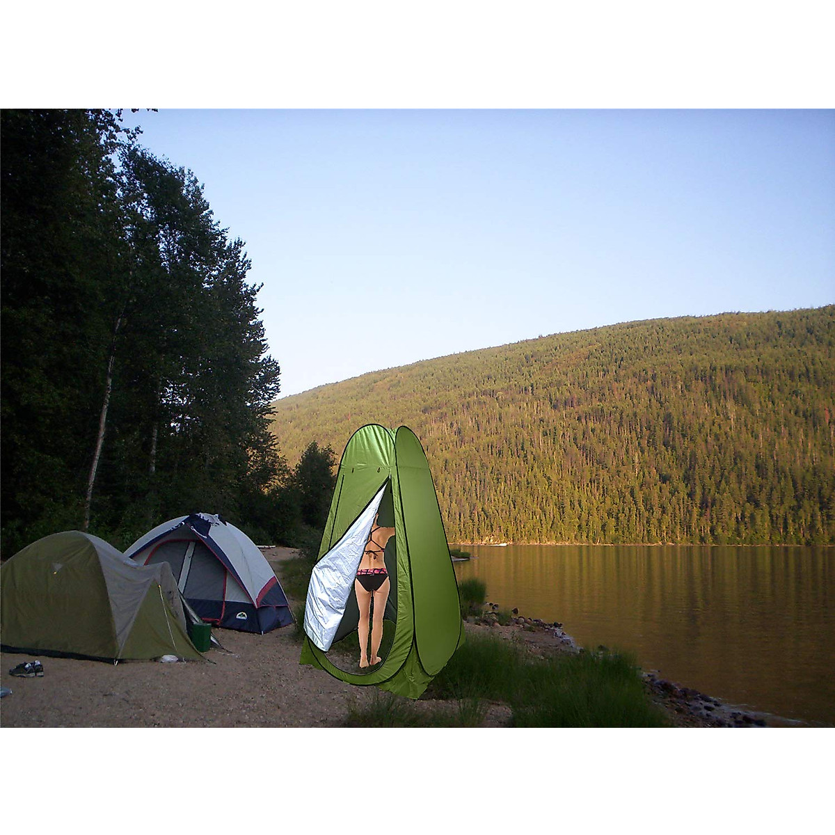 XKMT- Beach Portable Pop Up Changing Tent/Outdoor Privacy Tent/Camping Toilet Tent/Window Rain Shelter/Foldable with Carry Bag [P/N: ET-OUTDOOR005-GREEN]