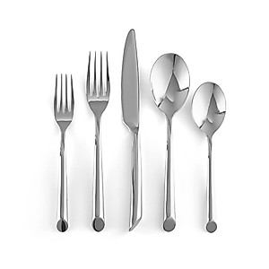 nambe Frond 5-Piece Stainless Steel Flatware Set | 18/10 Mirror Stainless Steel Silverware Cutlery Set | Designed for Home Kitchens, Hotel, or Restaurant Use | Service for 1 | Dishwasher Safe