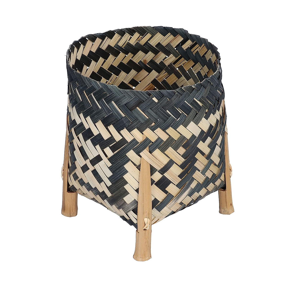 FAMKIT Straw Weaving Flower Plant Basket Nordic Style Hand Woven Flower Baskets Straw Woven Storage Bucket for Home Decoration