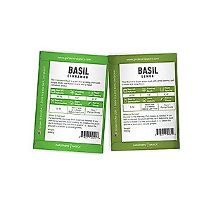 Basil Seeds for Planting Home Garden Herbs - 5 Variety Herb Pack Thai, Lemon, Cinnamon, Sweet and Dark Opal Basil Seeds Herb Seeds for Indoors, Outdoors, Hydroponics & Aquaponic by Gardeners Basics