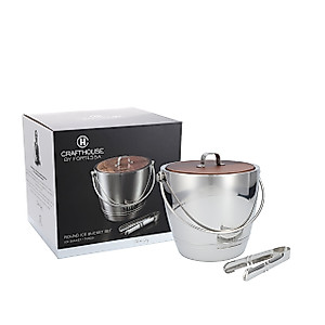 Crafthouse by Fortessa Professional Barware by Charles Joly Stainless Steel Round Ice Bucket with Tongs