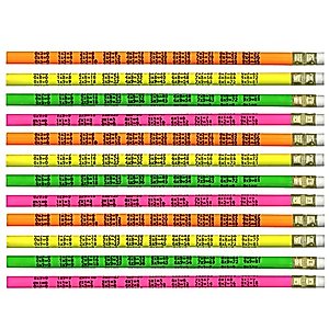 J.R. Moon Pencil JRM7843B Multiplication Pencils, 0.5" Height, 2.5" Wide, 8" Length (12 Count)
