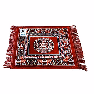 CRAZYBACHAT Presents Maroon Velvet Prayer Mat Aasan/Pooja Mat/Meditation Mat/Multipurpose Velvet Rug Mat 20 CM X 20 CM (Set of 2)