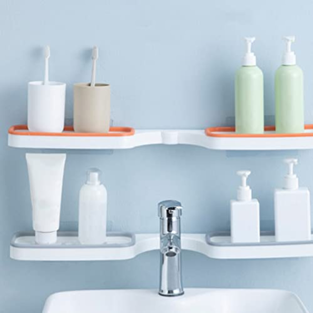 Beaupretty Shampoo Holder Organizer 2Pcs Corner Shower Shelf Shower Caddy Adhesive Bathroom Shelf Kitchen Storage Racks Organizer for Shampoo Conditioner Kitchen Livingroom Wall Mount Shower Rack