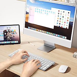 OMOTON Bluetooth Keyboard for Mac, Sleek Design, Quiet Typing, Wireless Keyboard with Numeric Keypad Compatible with MacBook Pro/Air, iMac, Mac Mini/Pro Laptop (Silver)