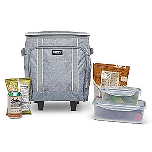 Igloo 40 Can Large Portable Insulated Soft Cooler with Rolling Wheels, Gray