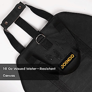 JOINDO Waxed Canvas Firewood Log Carrier, Large Log Tote Bag for Firewood, Heavy Duty Firewood Tote Bag, Water Resistant Wood Carrying Bag With Handles for Outdoor Camping Fireplace,Black