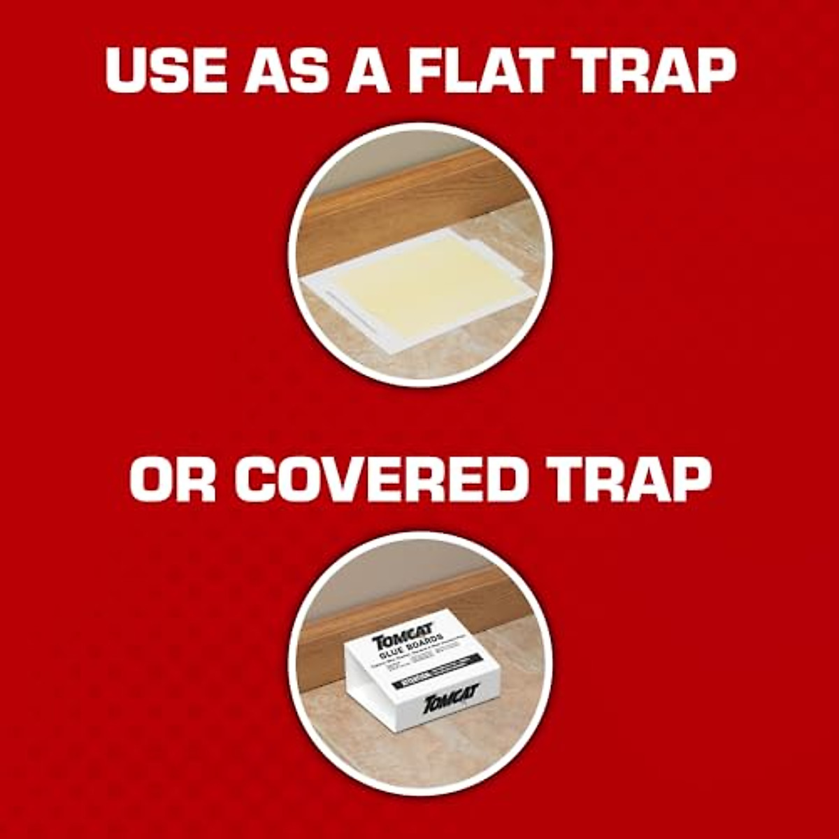 Tomcat Glue Boards with Immediate Grip Glue for Mice, Cockroaches, and Insects, Use Flat or Covered, Ready-To-Use, 4 Traps