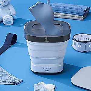 MOYU Portable Washing Machine Foldable Bucket Washer with Soft Spin Dry and Drainage Pipe(110V/240V, US Plug,English User manual)