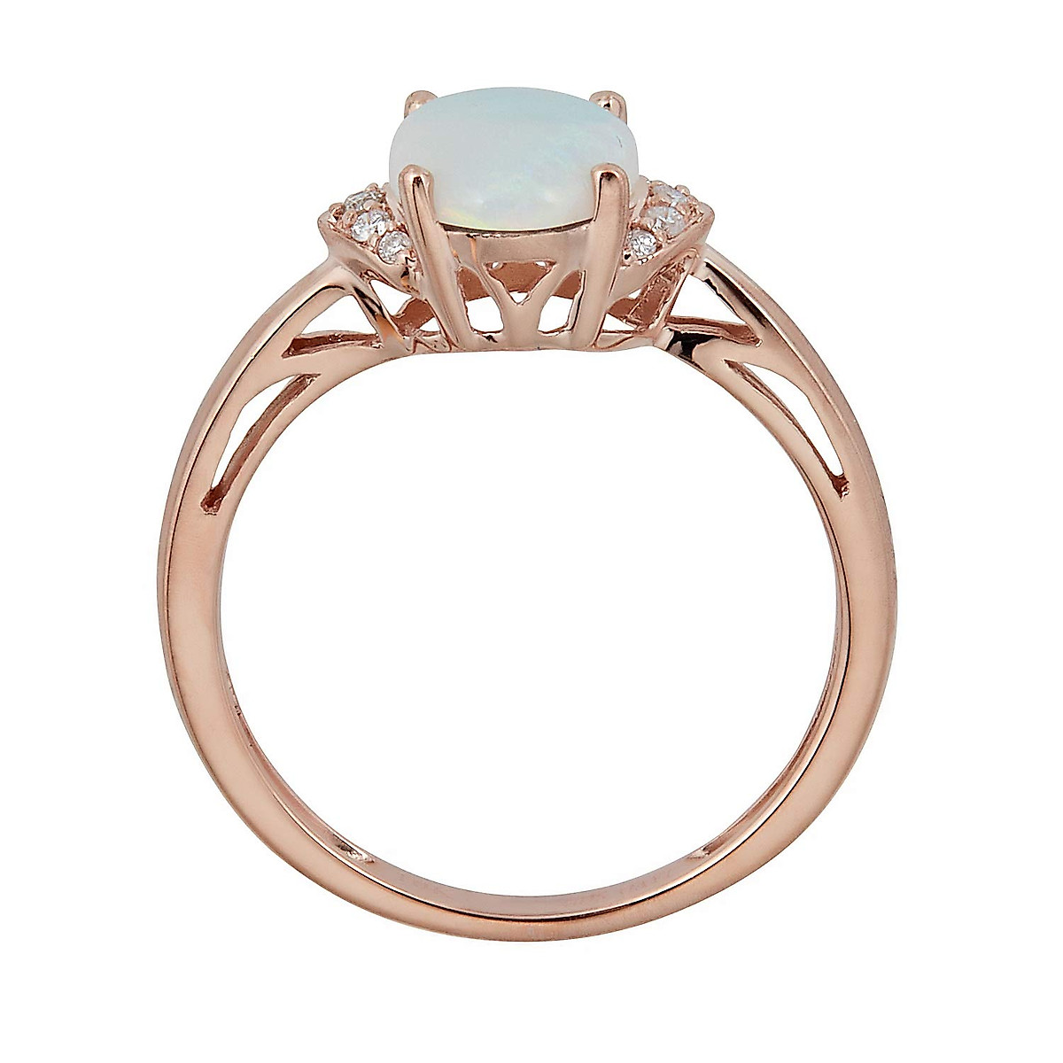 Gin & Grace 10K Rose Gold Natural Australian Opal & Diamond (I1,I2) (Size 10) Propose Promise Ring for Women
