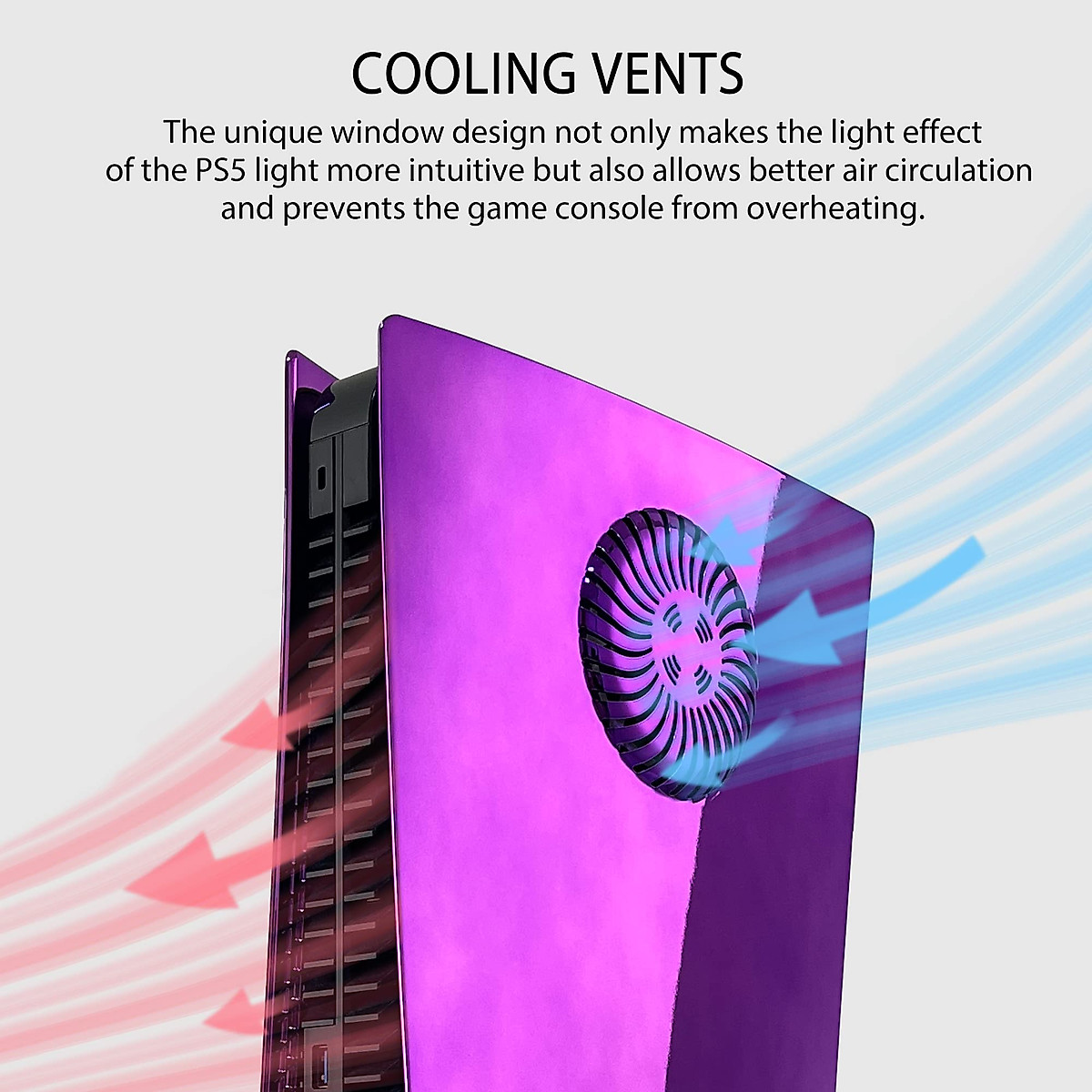 Faceplate with RGB Light Strip for PS5 DOBEWINGDELOU Glossy Face Plate 400+ Effects LED Light Ring Console Cover for P5 Disc Edition DIY Decoration Kit Accessories Electroplating Purple