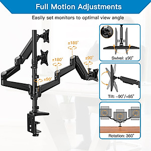 HUANUO 13-32 Inch Monitor Mount 2 Monitors & Triple Monitor Mount