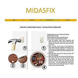 Midasfix Moon Shelf for Crystals, Large 16” Crystal Shelf Display, Essential Oil Shelf. Crescent Moon Shelf for Wall Décor