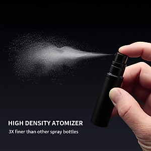 Travel Refillable Perfume Bottle, Mini Portable Perfume Empty Atomizer with Fine Spray Pump, Leaking Proof Perfume Container for Women & Men, 5ml (Black)