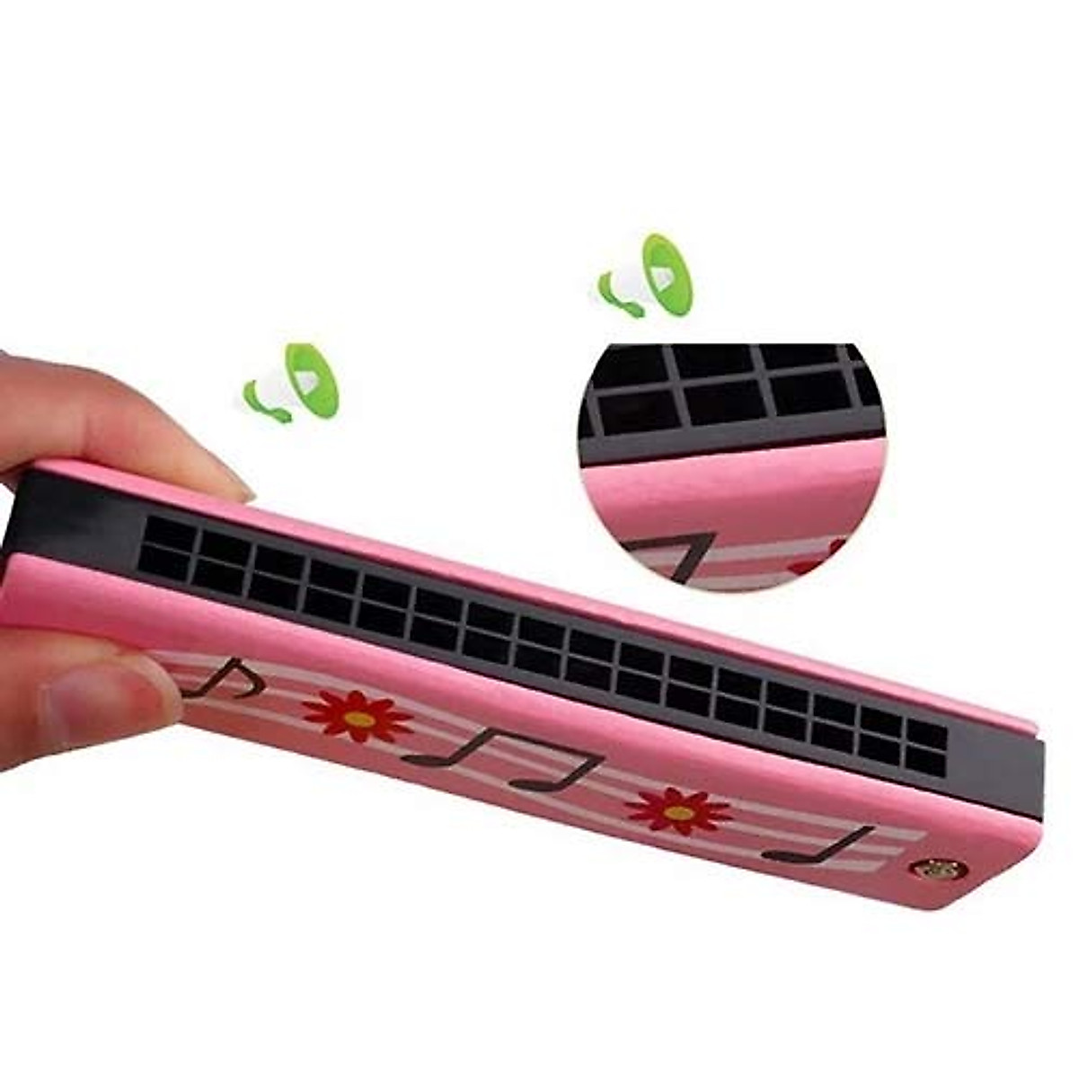 Tvoip 4Pcs Wooden Painted Toy Musical Instrument Play16-Hole Harmonica Parent-Child Puzzle Baby Early Education Toys for Children Gift (Random Color)