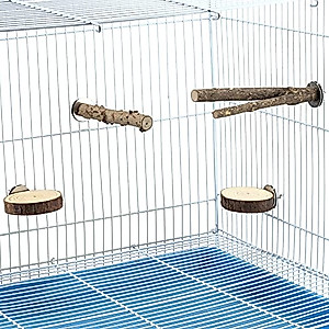 Filhome Bird Perch Stand Toy, Natural Wood Parrot Perch Bird Cage Branch Perch Accessories for Parakeets Cockatiels Conures Macaws Finches Love Birds (15CM YIOO)