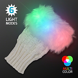 FlashingBlinkyLights Light Up Fuzzy Fingerless LED Glow Gloves