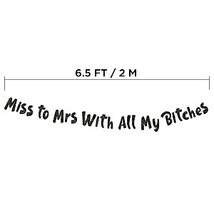 Miss to Mrs Classy & Sassy Bachelorette Black Glitter Banner - Bachelorette Party Decorations, Favors and Supplies