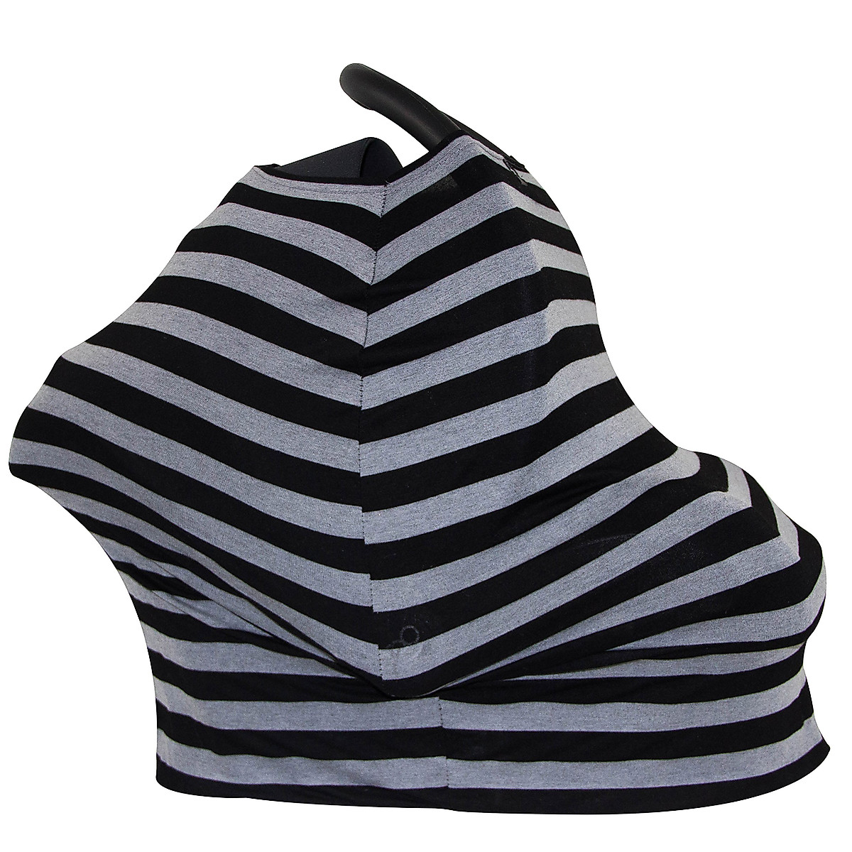 JLIKA Baby Car Seat Covers - Stretchy Infant Canopy and Nursing Cover for Breastfeeding Newborns Infants Babies Girls Boys Best Shower Gift Maternity Apron Infinity Scarf carseats (Black/Gray Stripe)