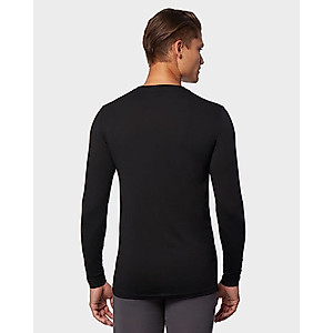 32 Degrees Men's Lightweight Baselayer V-Neck Top | Long Sleeve | Form Fitting | 4-Way Stretch | Thermal, Black, Large