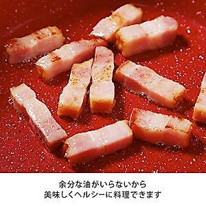 ダイレクトテレショップ Direct Teleshop Flavor Stone 9.4 inches (24 cm) Frying Pan Saute Pan Single Item (Red) Non-stick