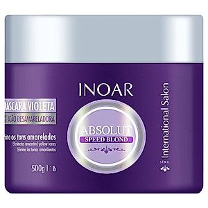 Inoar – Absolut Speed Blonde Mask – Designed for Bleached, Blonde, Brassy, and Grey Hair Types, Hair Mask, Vegan Hair Product, Cruelty Free Haircare for Men and Women (16 ounces/500 grams)